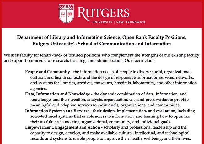 Employment Opportunities | School of Communication and Information ...